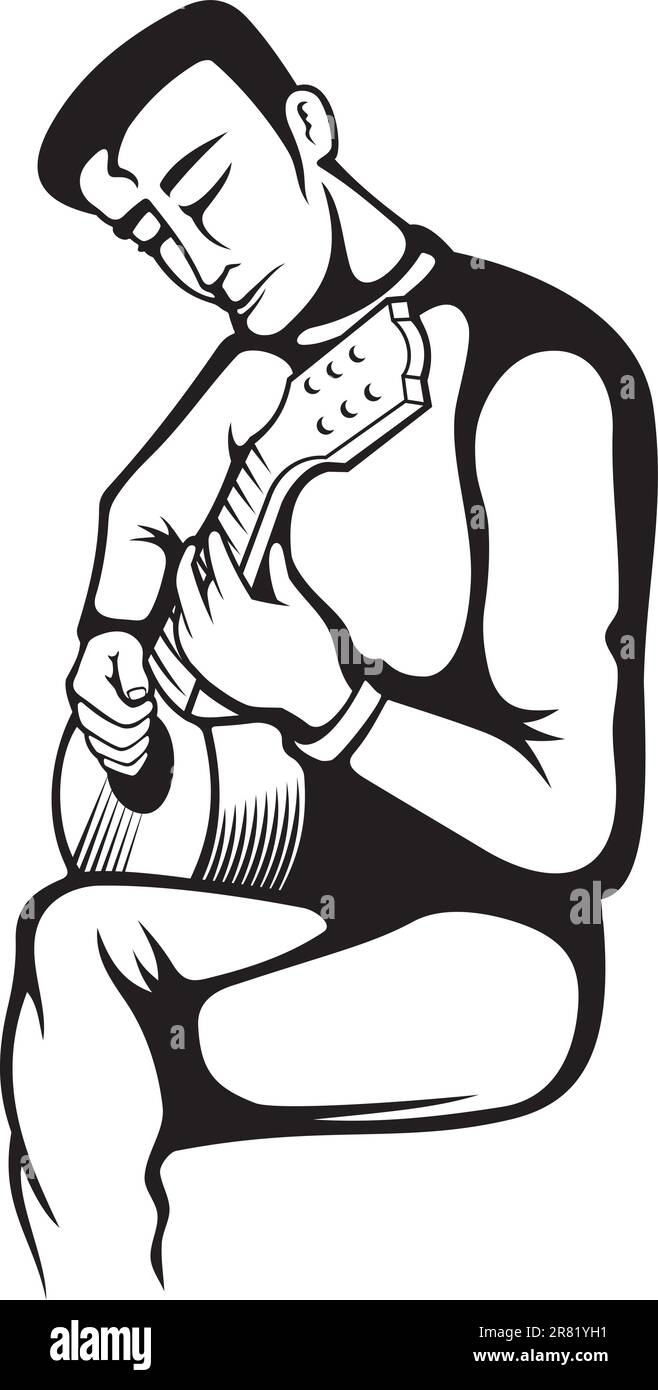 Illustration string instrument Black and White Stock Photos & Images ...