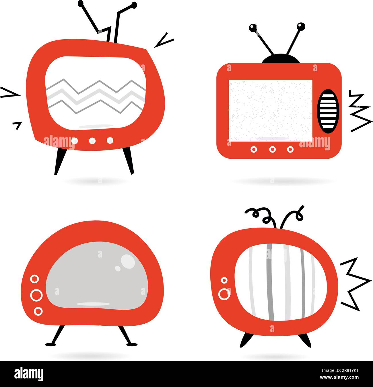 Retro television set. Vector cartoon illustration Stock Vector Image ...
