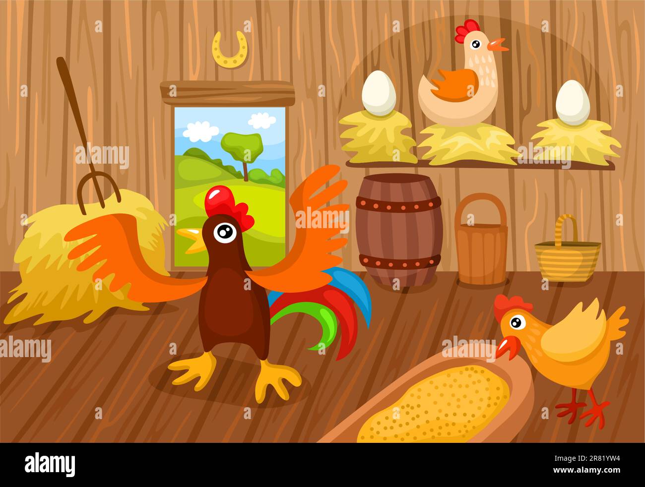 vector illustration of a cute farm Stock Vector Image & Art - Alamy