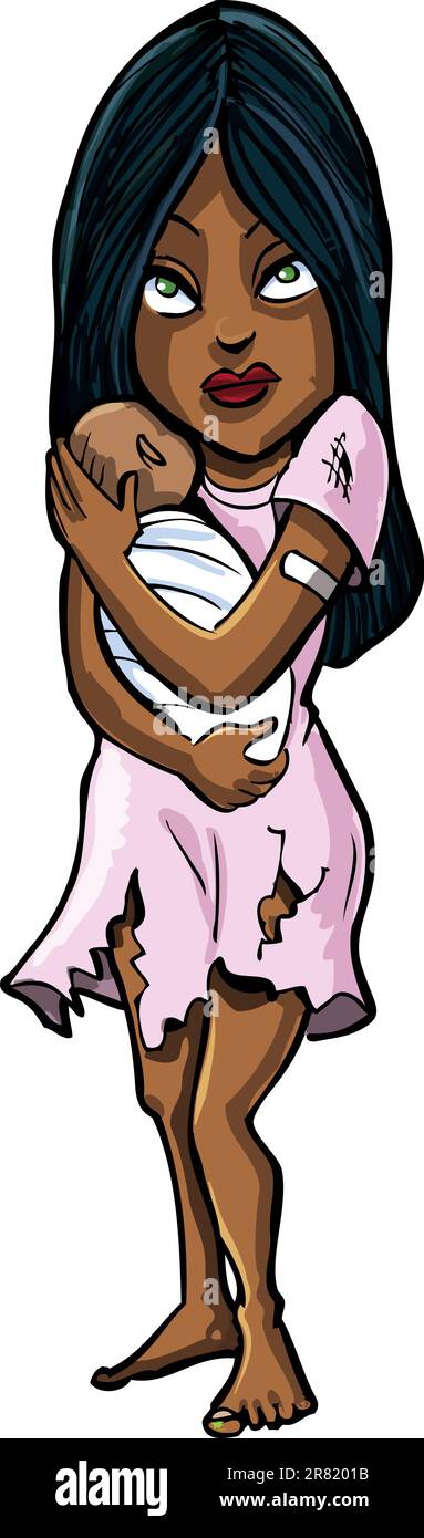 Cartoon woman with baby. She is in rags. Isolated Stock Vector Image ...