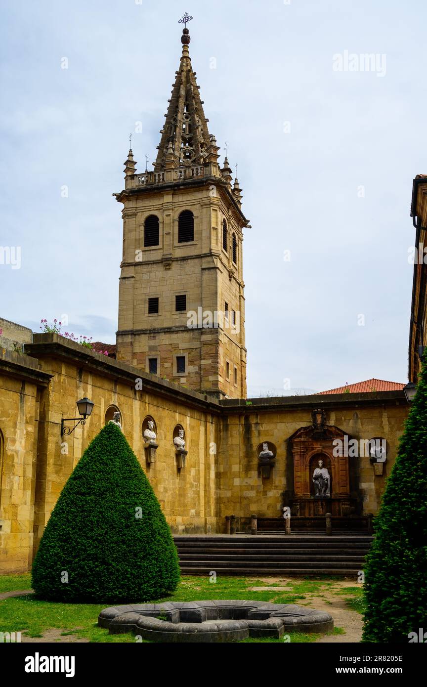 Walking of old streets in capital of Principality of Asturias, Oviedo ...