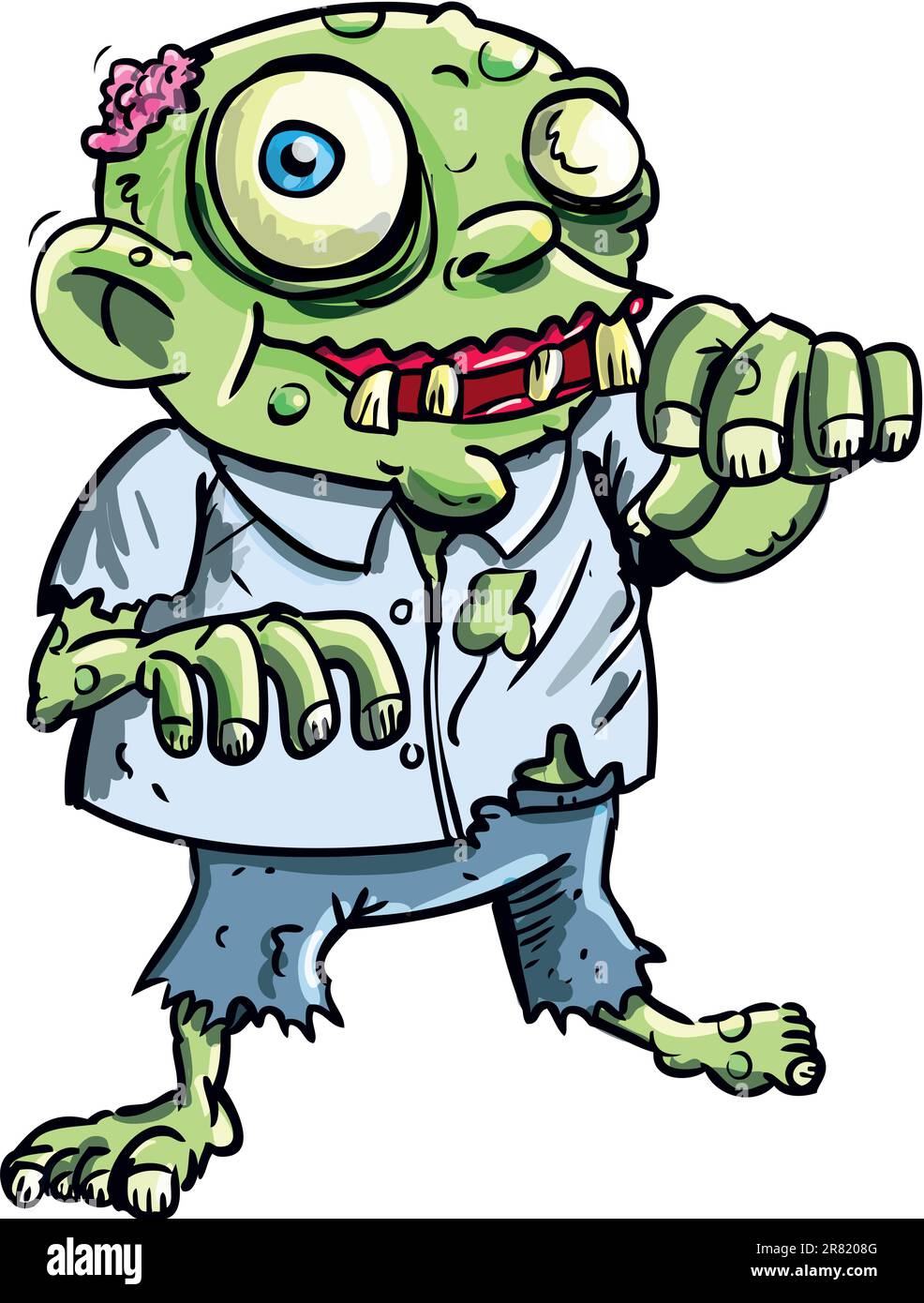 Cute green cartoon zombie. Isolated on white Stock Vector Image & Art ...