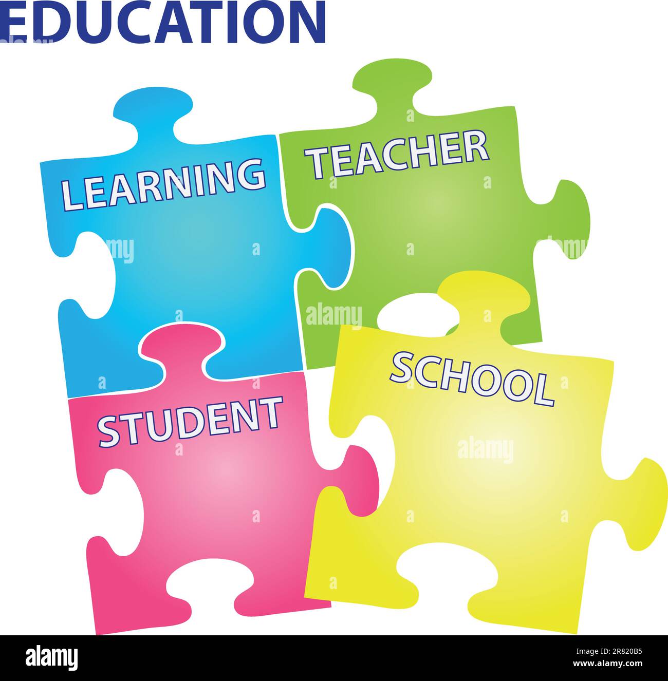 Vector illustration of puzzles with words on the topic of education ...