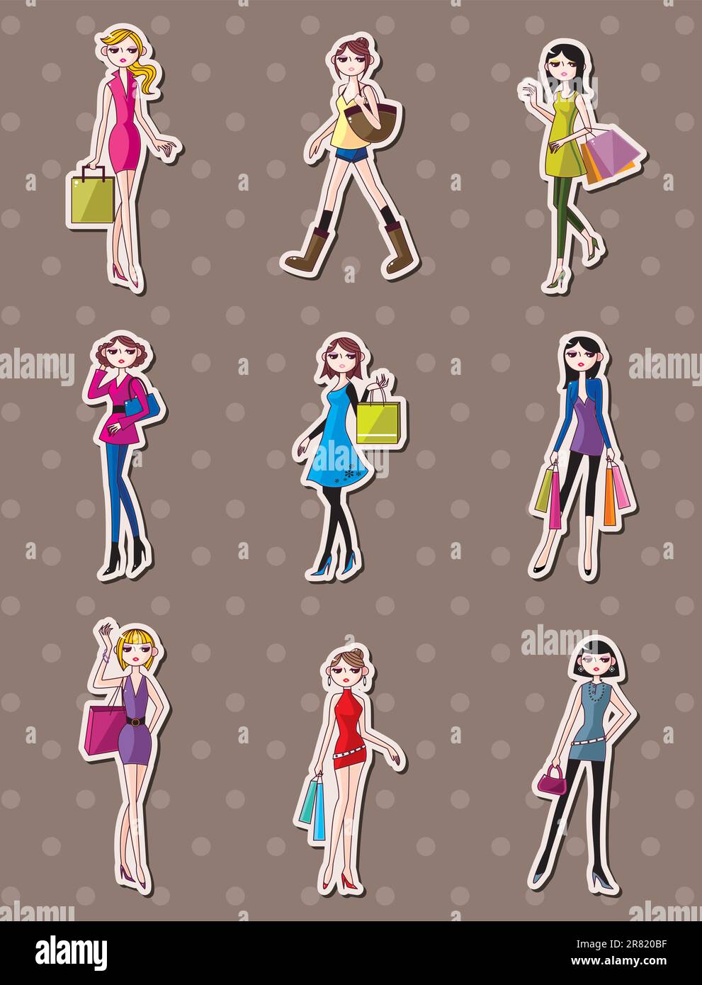Stylish girl shopping doodle illustration Stock Vector Images - Alamy