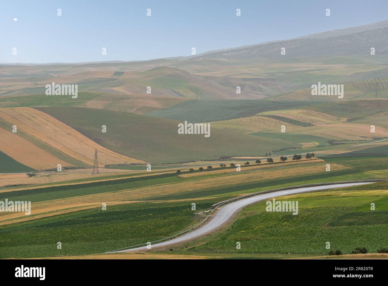 Panoramic view of scenic Moroccan farmland in the Ouezzane province ...
