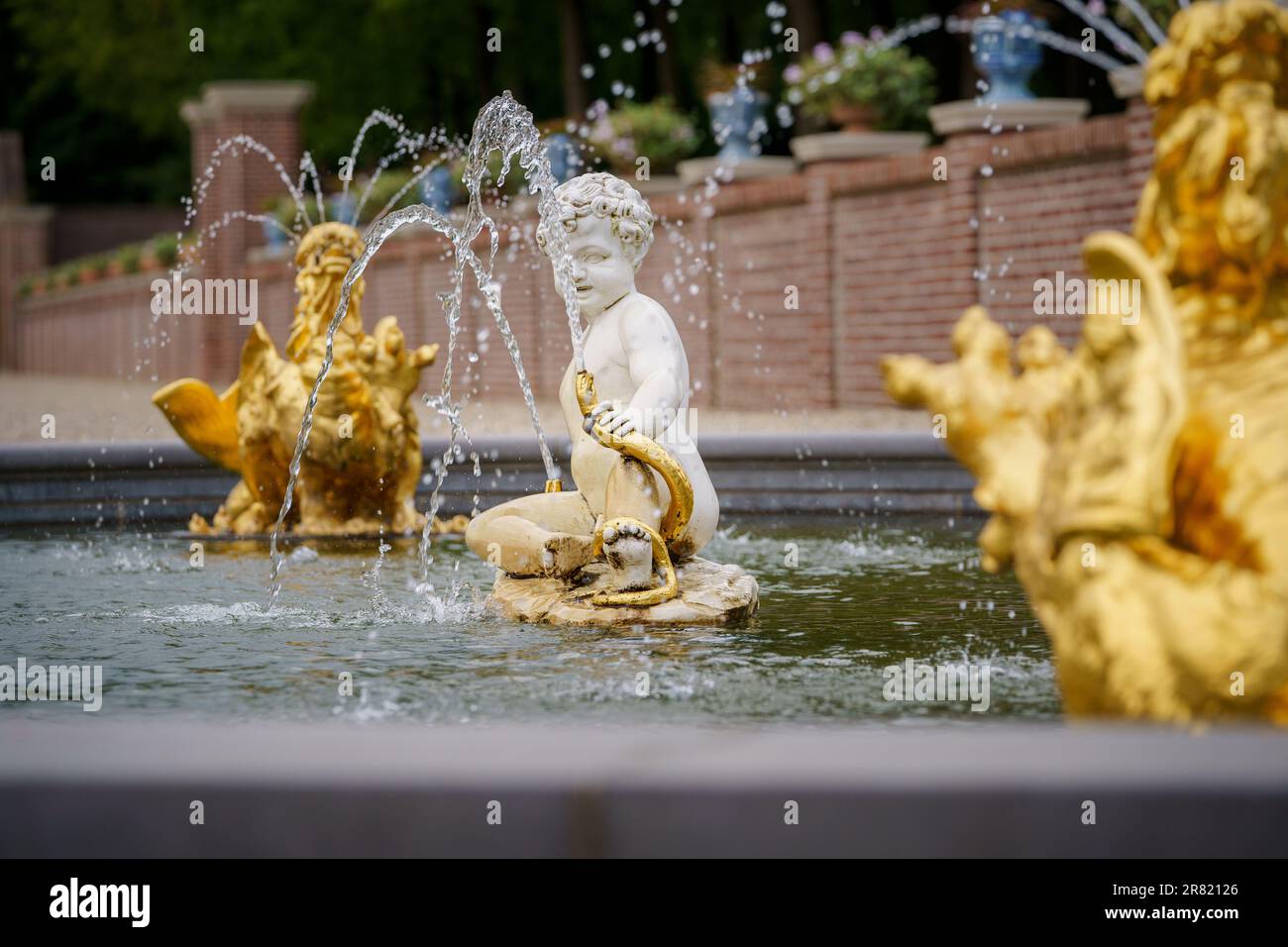 Dutch baroque garden of The Loo Palace, a former royal palace and now a ...
