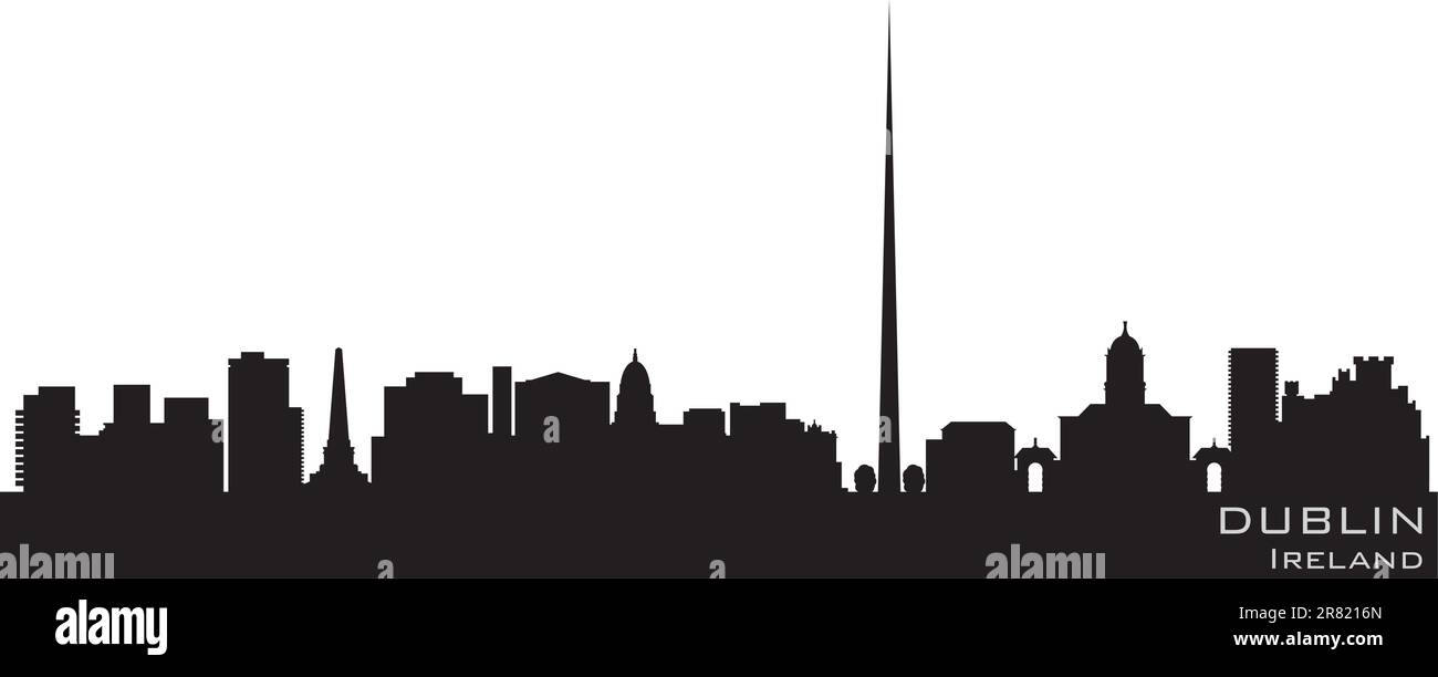 Dublin, Ireland skyline. Detailed vector silhouette Stock Vector Image ...