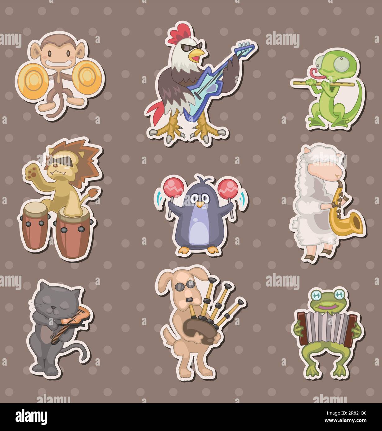 animal play music stickers Stock Vector Image & Art - Alamy