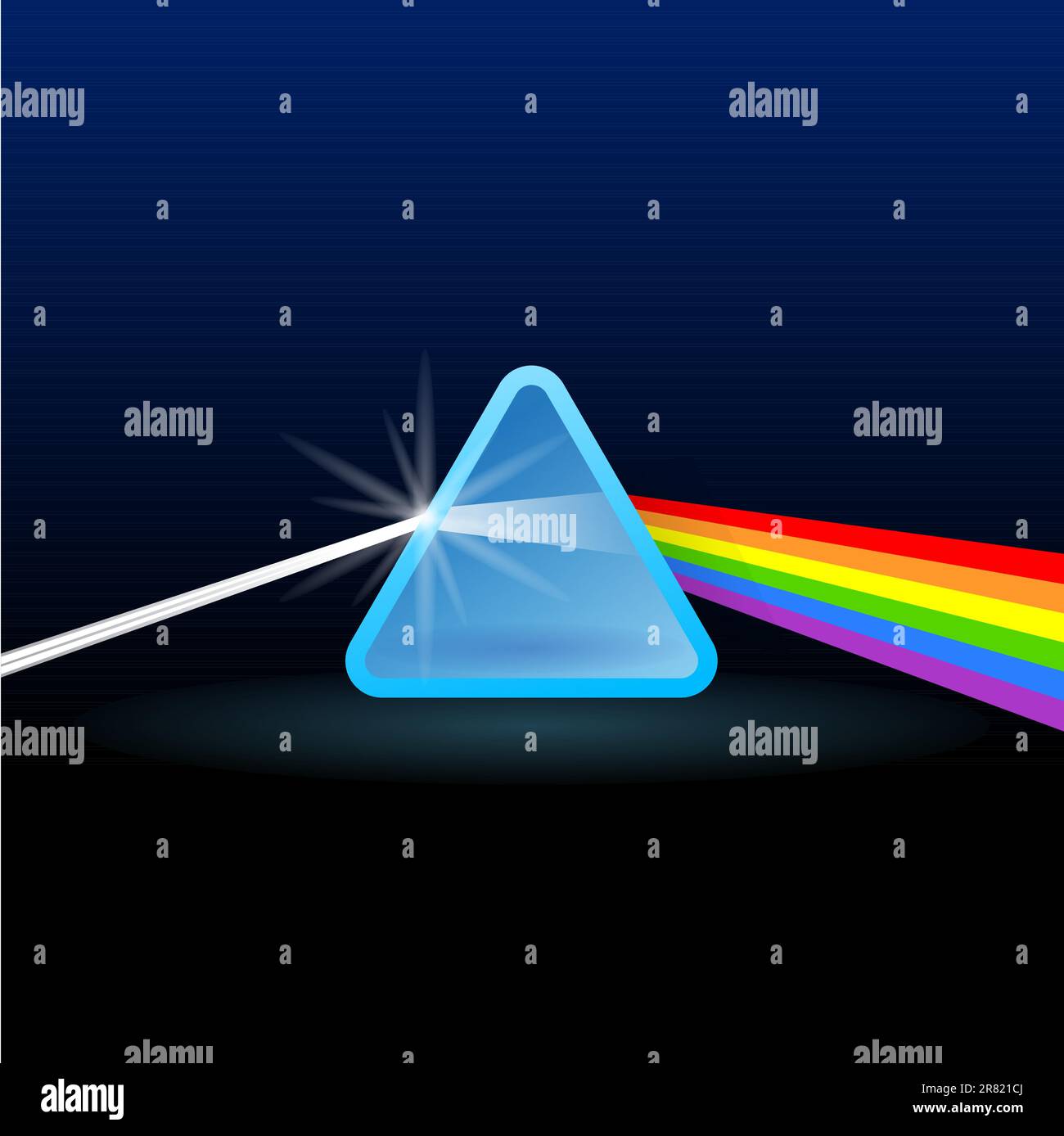 Scientific light triangle for beam refraction into colors of rainbow ...
