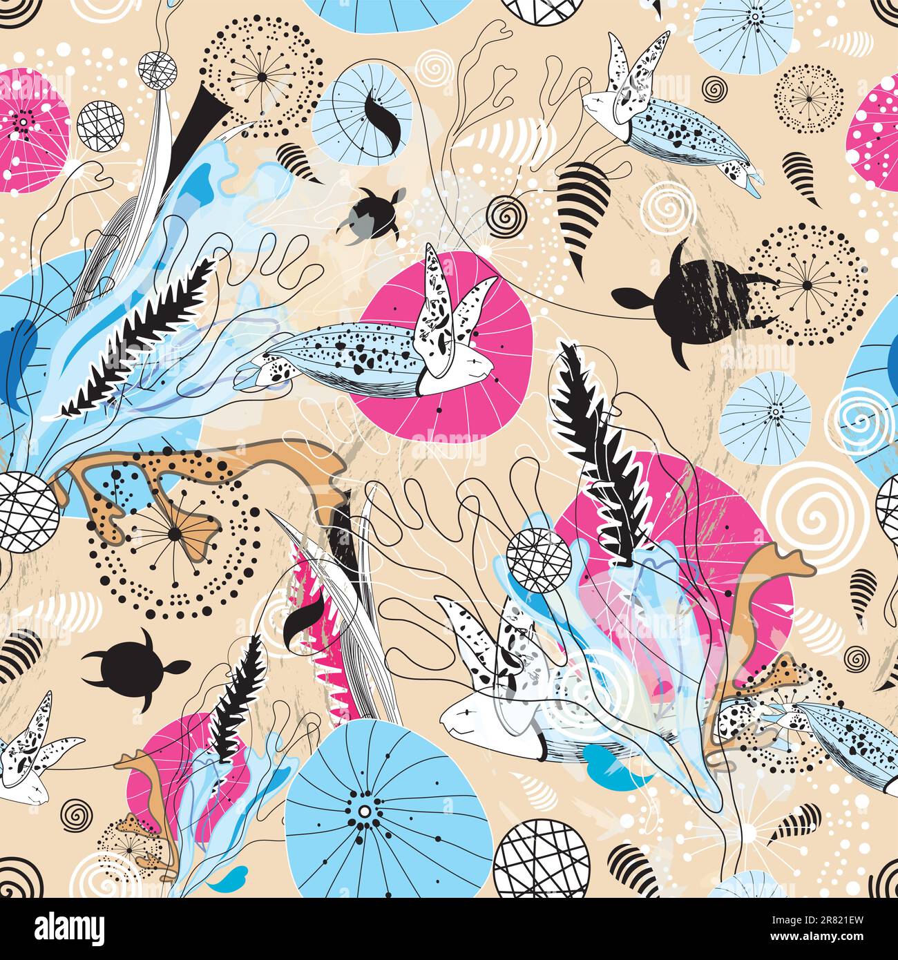 Seamless background pattern turtles Stock Vector Images - Alamy