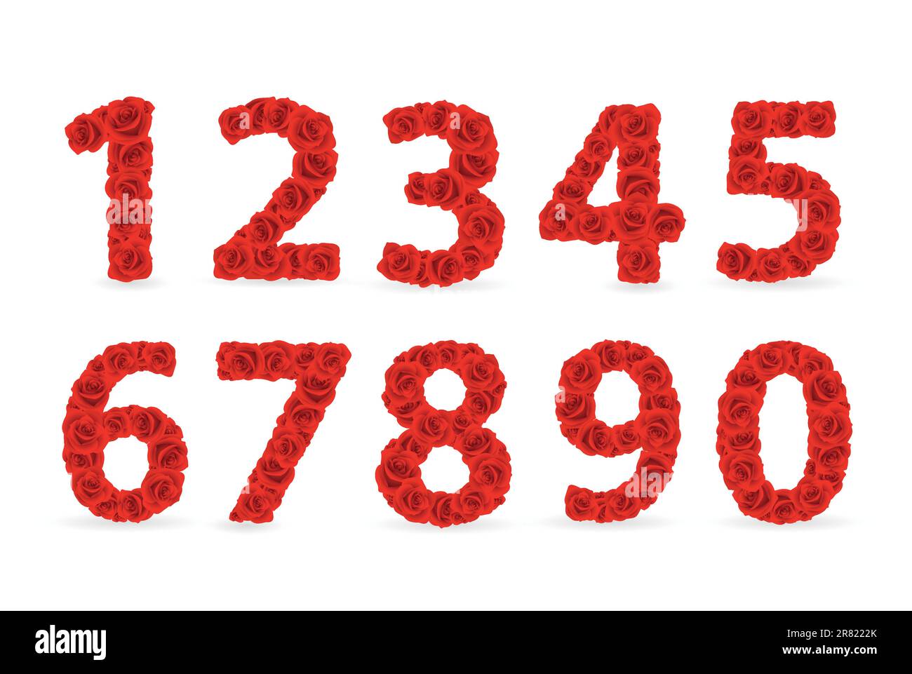 Red Roses numbers. Check my portfolio for roses letters Stock Vector ...