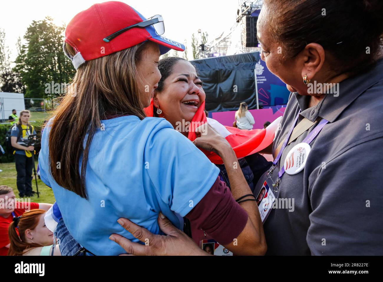 An athlete get emotional during Rhythmic Gymnastics award ceremony ...