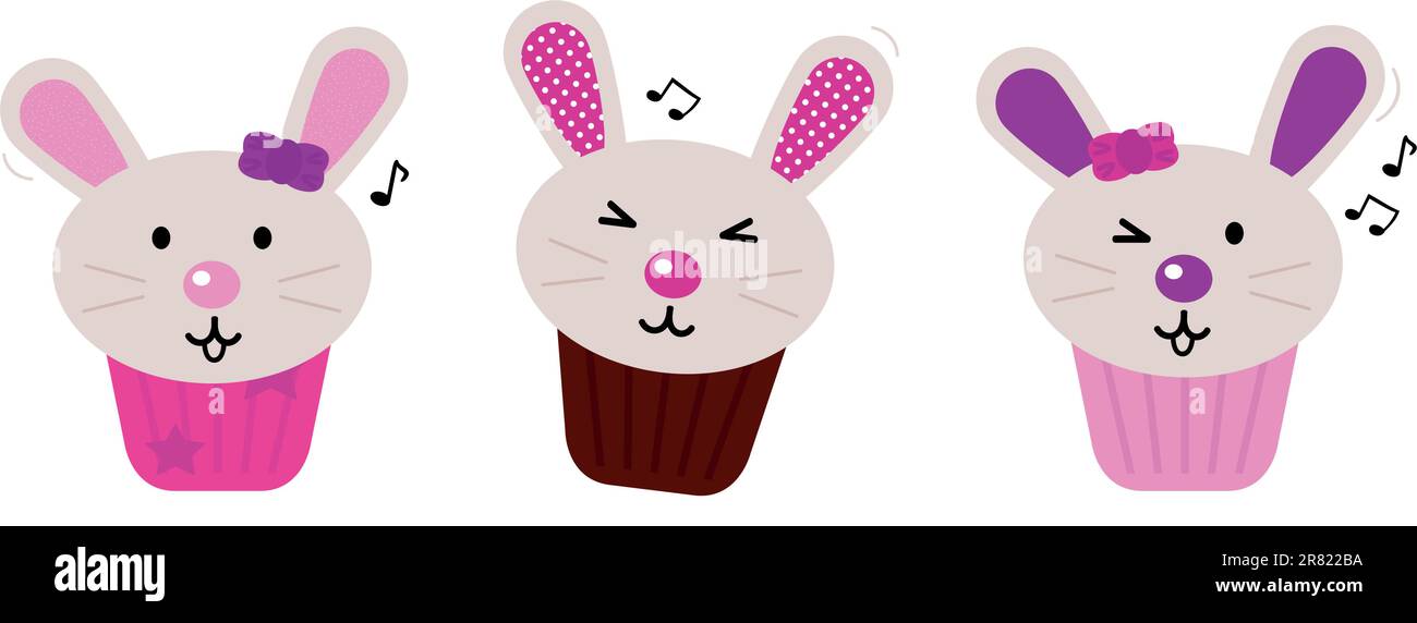 Funny singing easter bunnies for your party! Vector cartoon ...