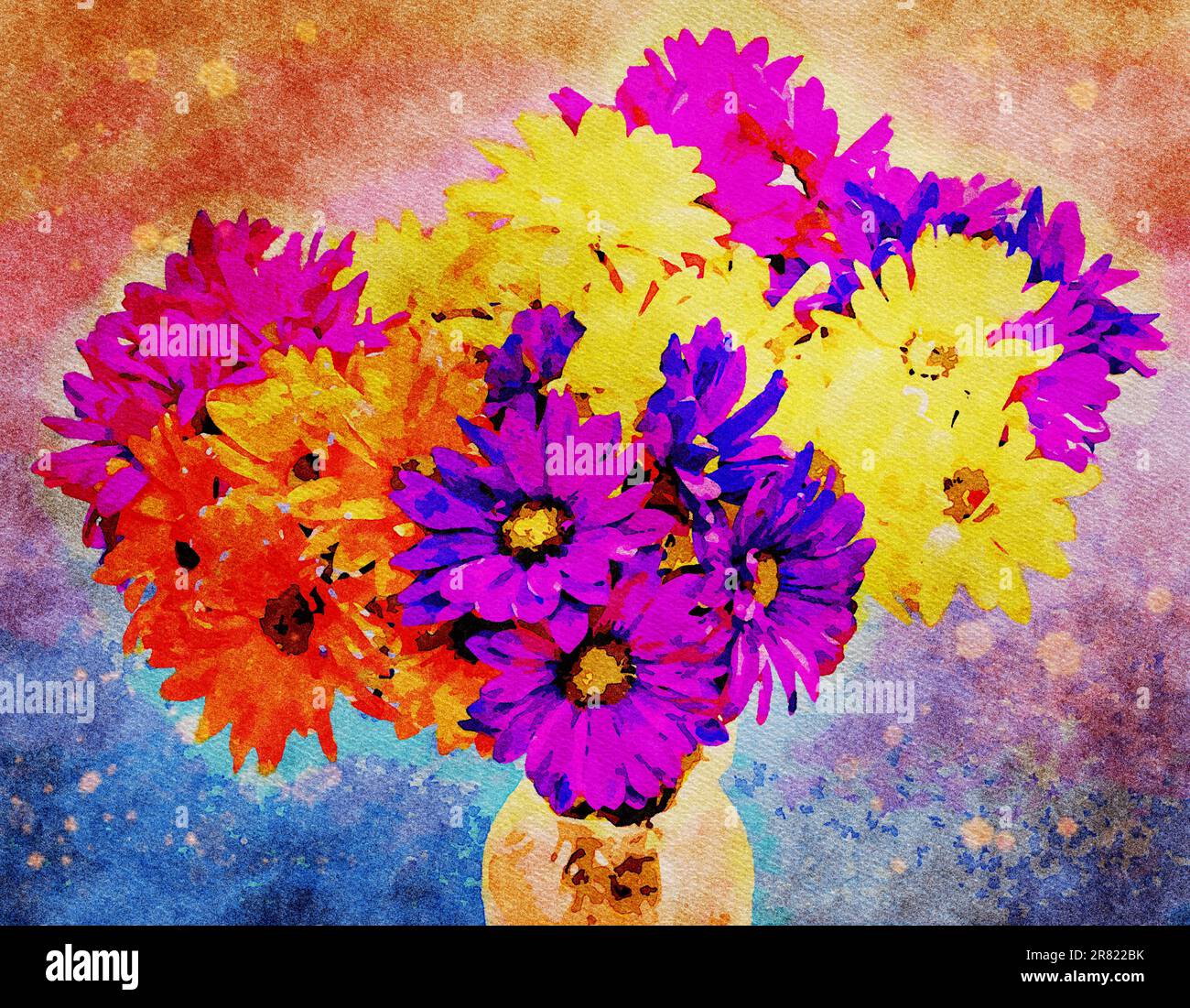Colorful, Psychedelic flower bouquet Stock Photo - Alamy