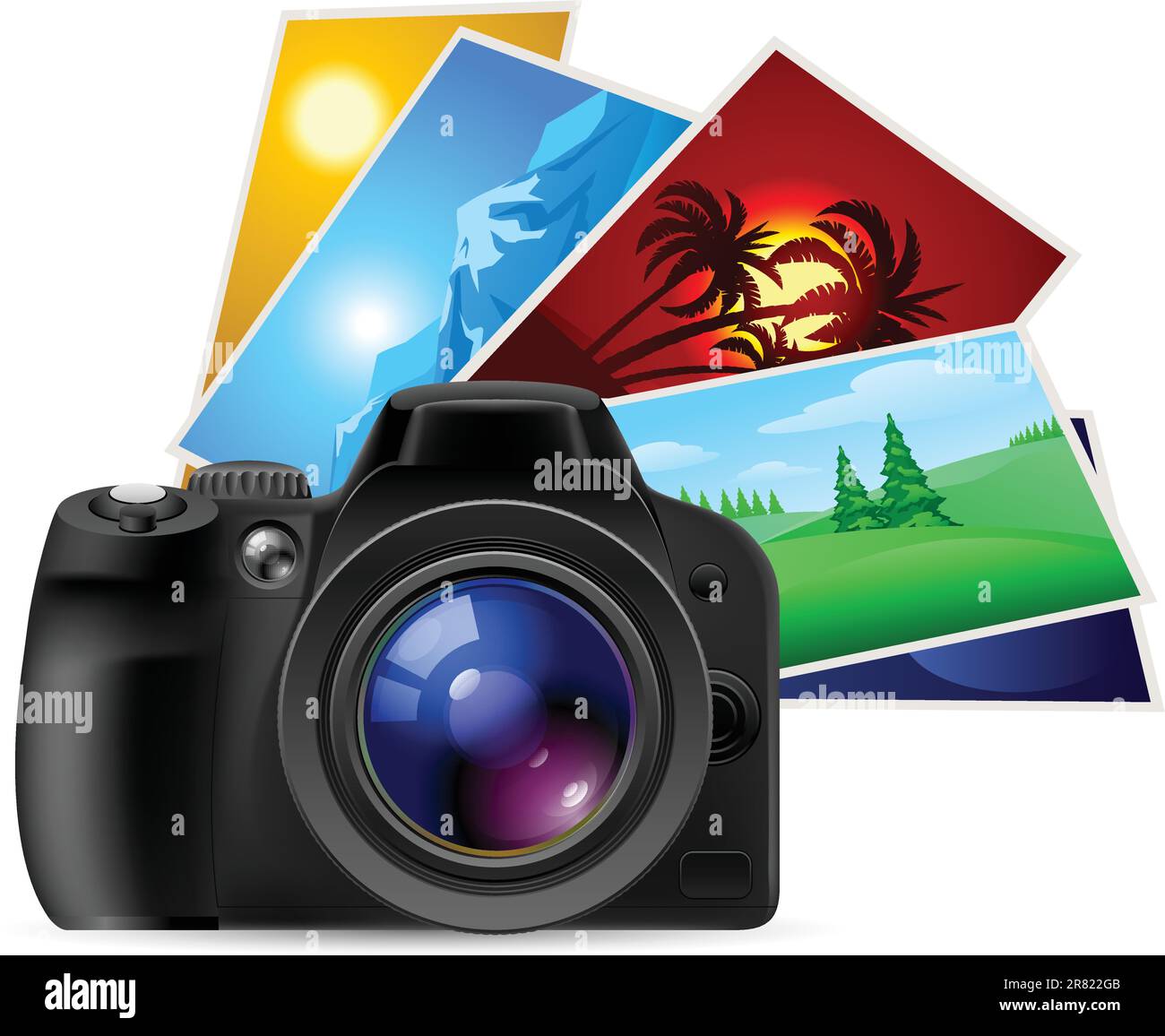 Camera and photos. Illustration on white background Stock Vector Image ...