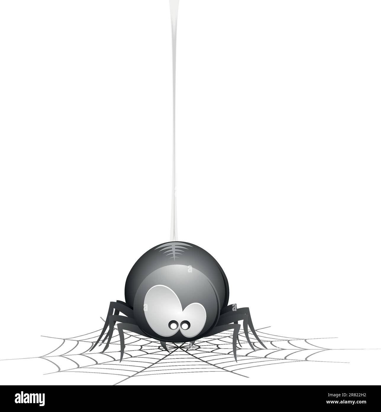illustration of a cute cartoon style spider hanging on a cobweb Stock ...