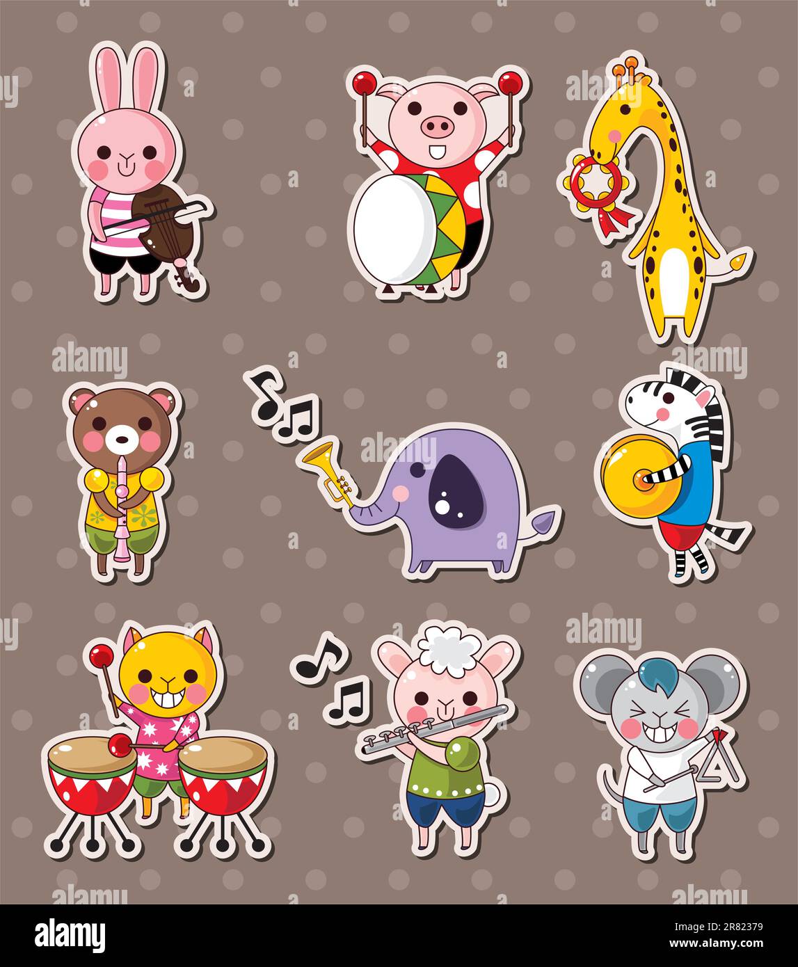 animal play music stickers Stock Vector Image & Art - Alamy