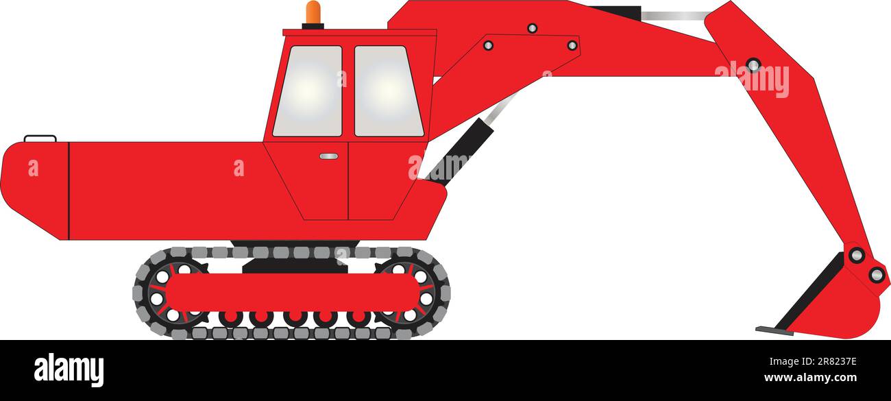 A Red Bucket Excavator isolated on white Stock Vector Image & Art - Alamy