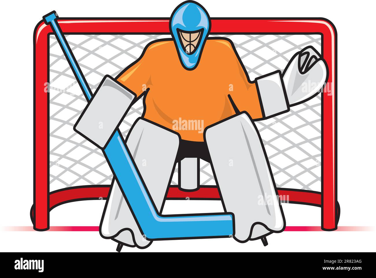 Hockey Goalie In Net Cartoon
