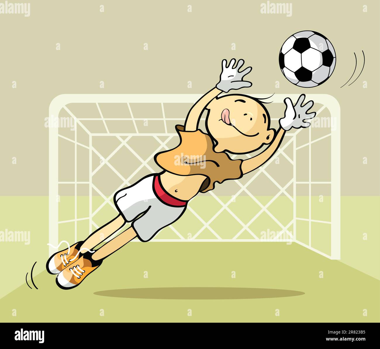 Vector illustration of a goalkeeper catching the ball Stock Vector ...