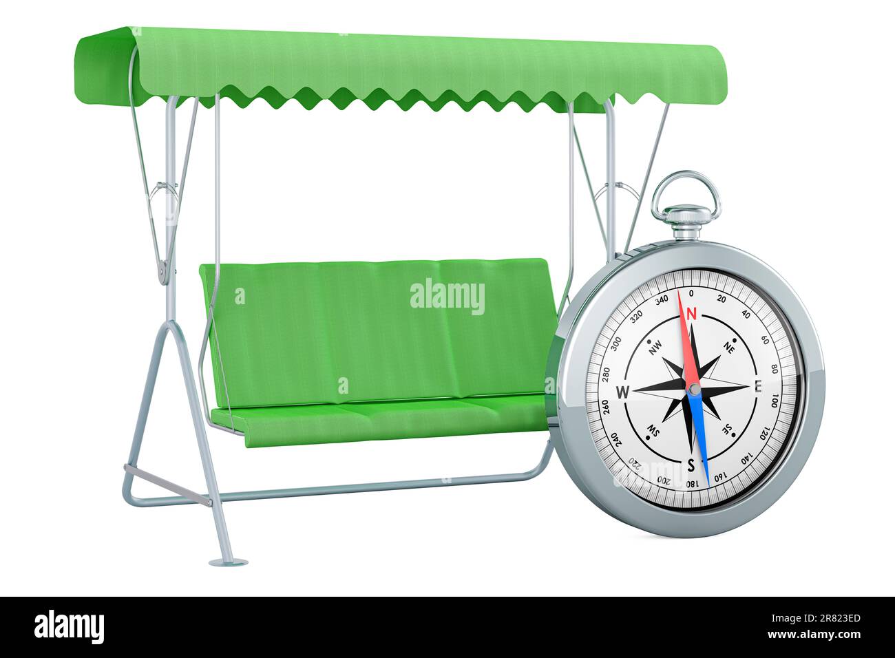Garden swing with compass, 3D rendering isolated on white background ...