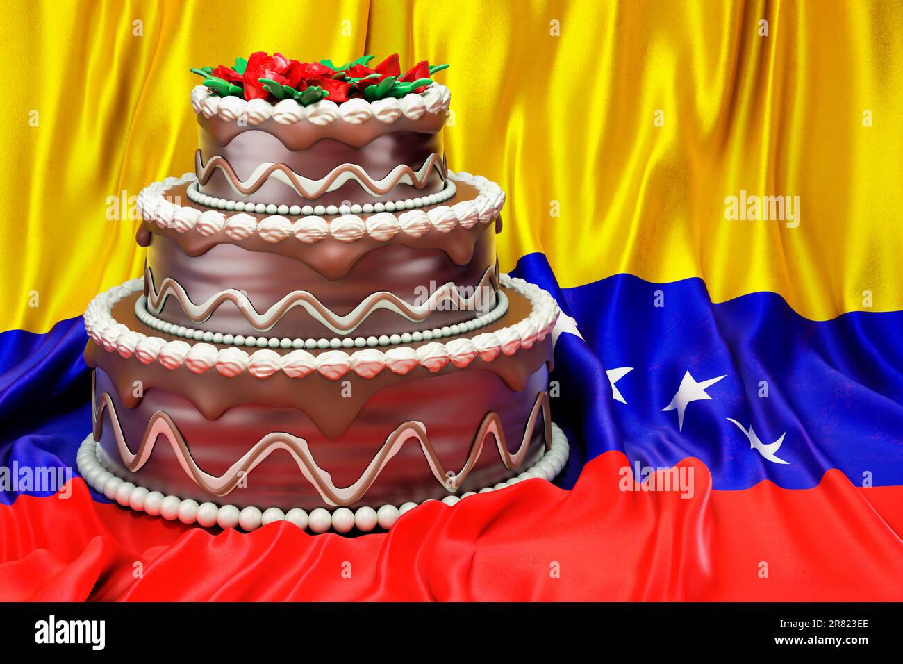 Chocolate cake on the Venezuelan flag background, 3D rendering Stock ...