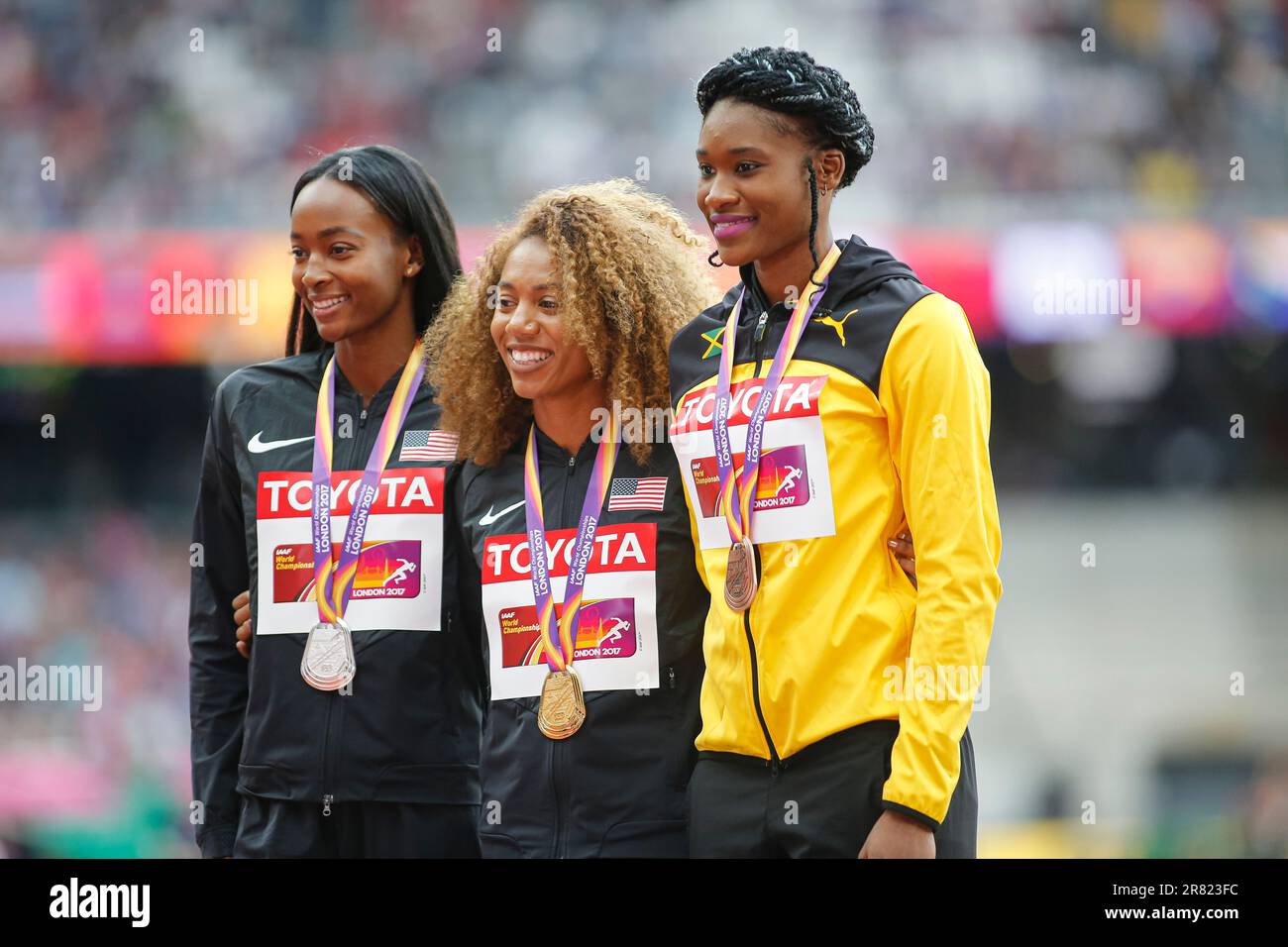 Kori Carter at the award ceremony and receiving the medal at the World ...