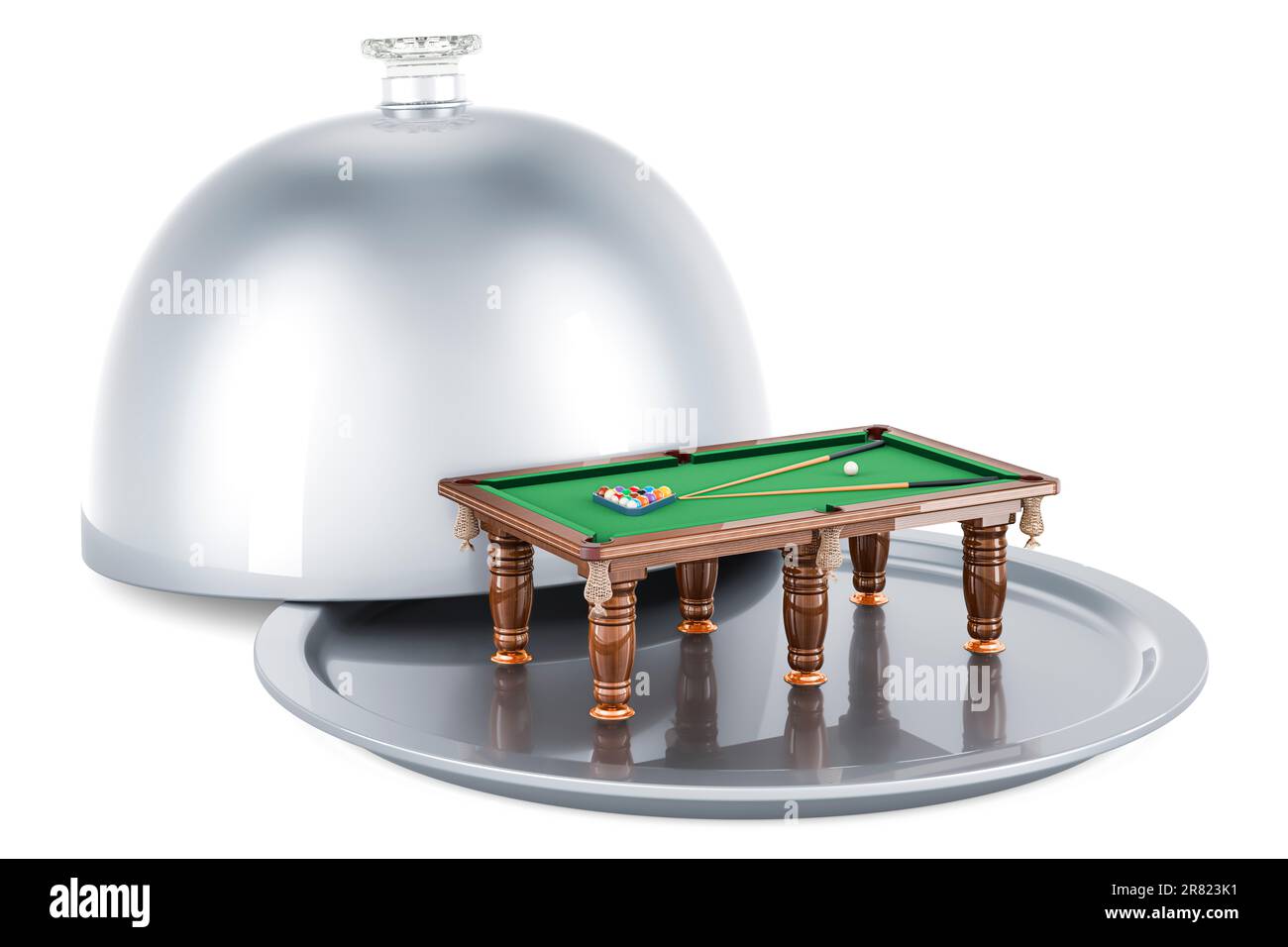 Restaurant cloche with billiard table, 3D rendering isolated on white ...