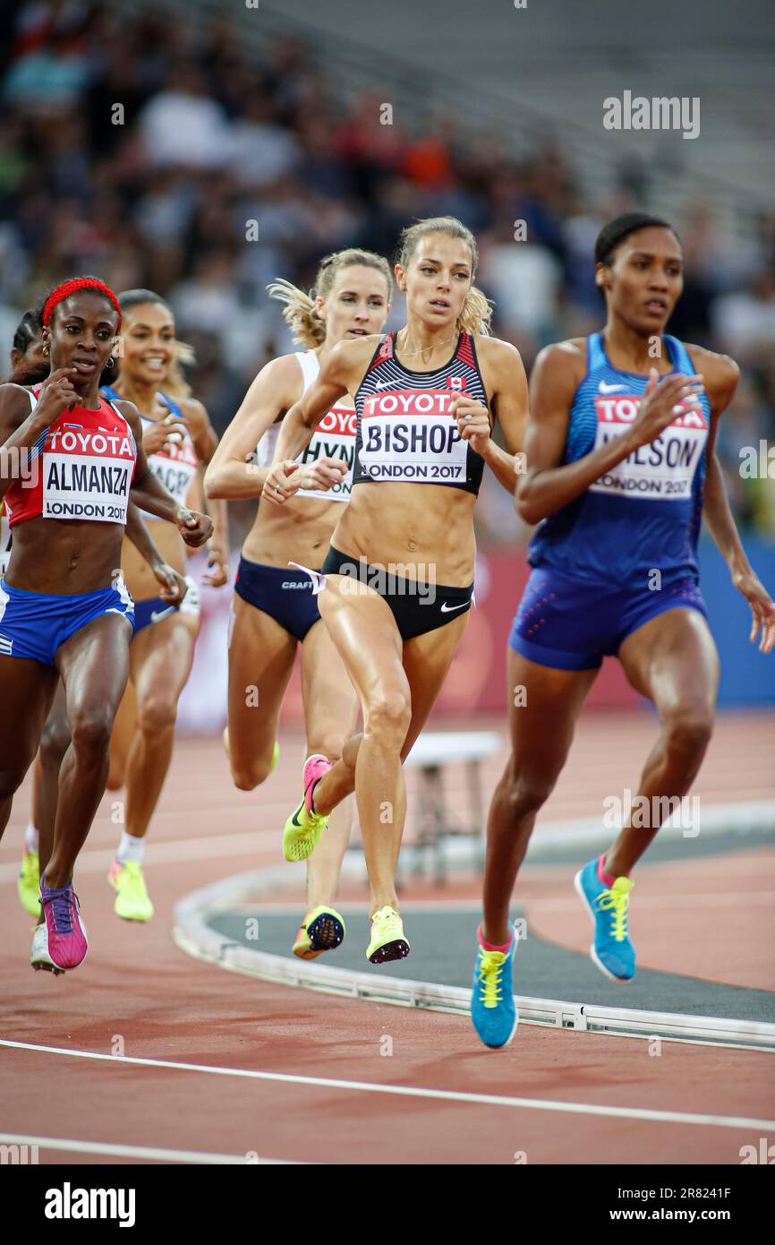 Melissa Bishop-Nriagu participating in the 800 m at the World Athletics ...