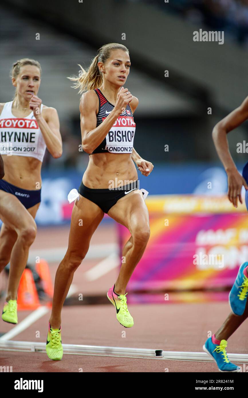 Melissa Bishop-Nriagu participating in the 800 m at the World Athletics ...