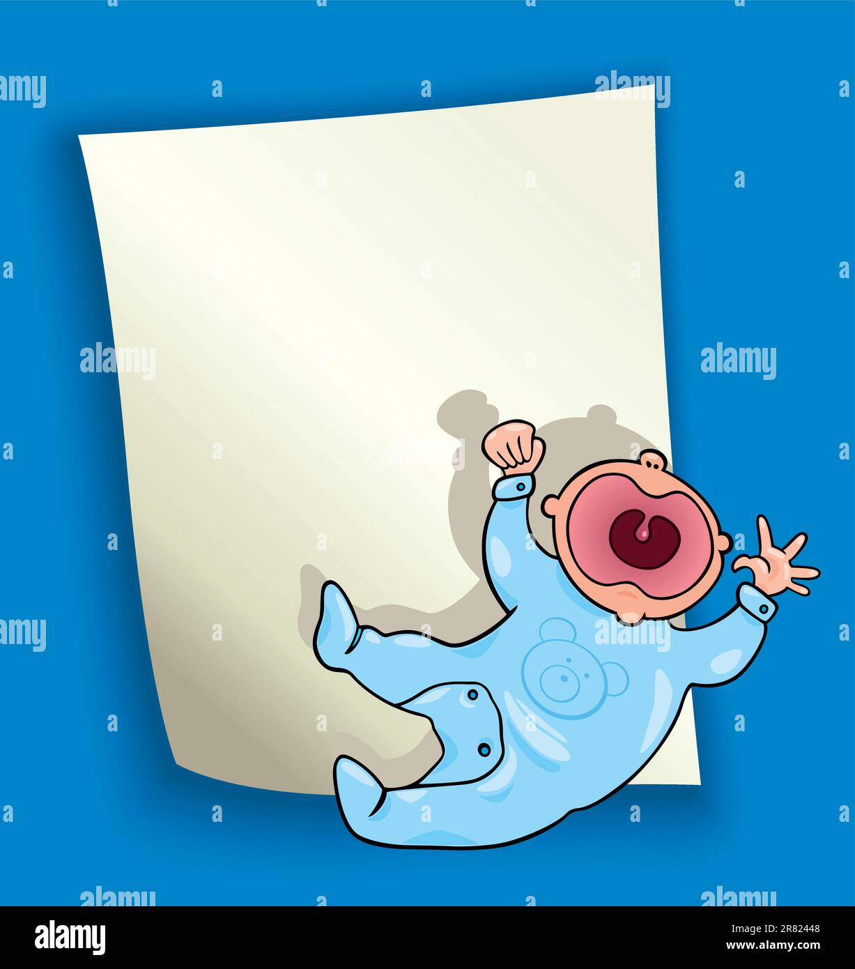 cartoon design illustration with blank page and little baby Stock ...