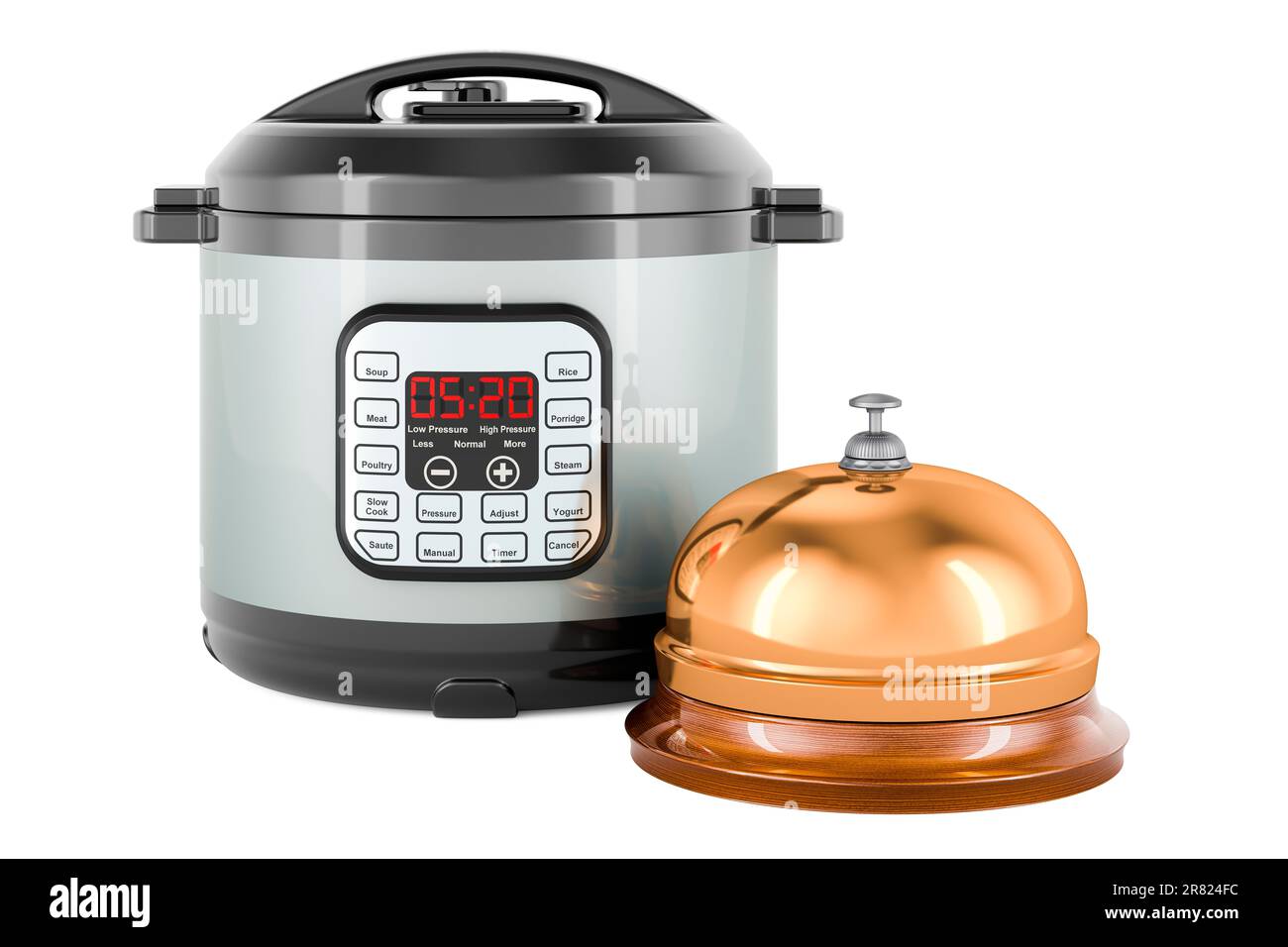 Automatic Multicooker with reception bell. 3D rendering isolated on ...