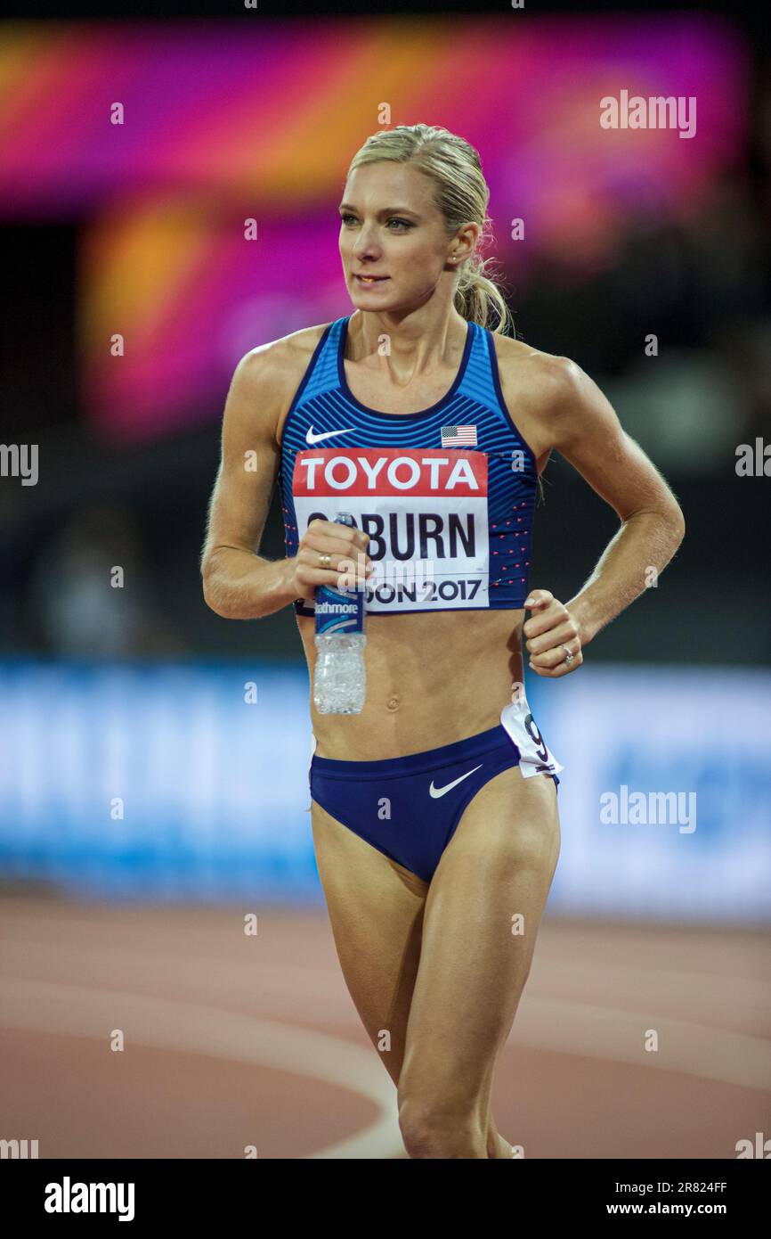 Emma Coburn participating in the 3000 Meters Steeplechase at the World ...