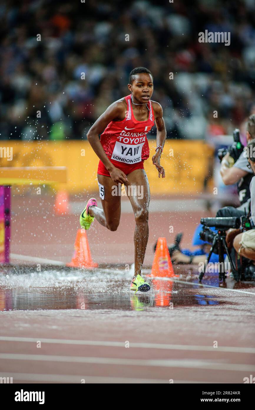 Winfred Mutile Yavi participating in the 3000 Meters Steeplechase at ...
