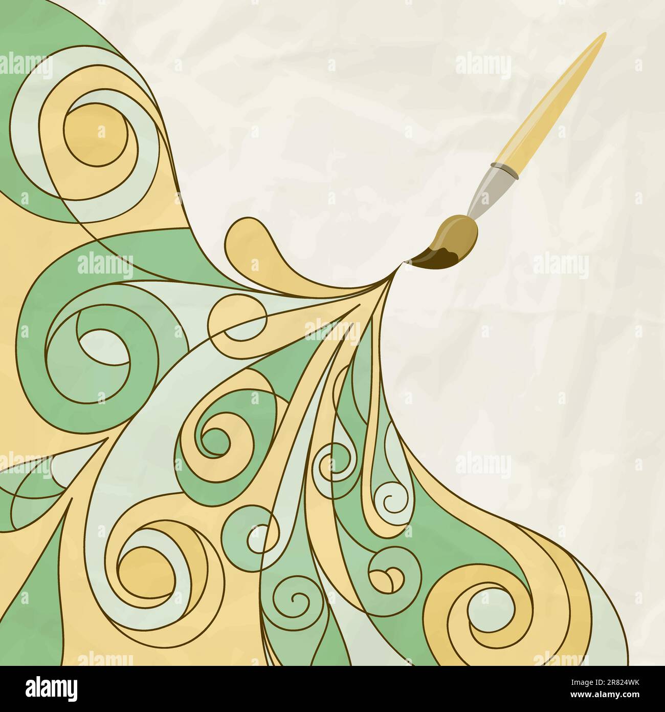 vector concept cartoon brush painting abstract background on crumpled ...