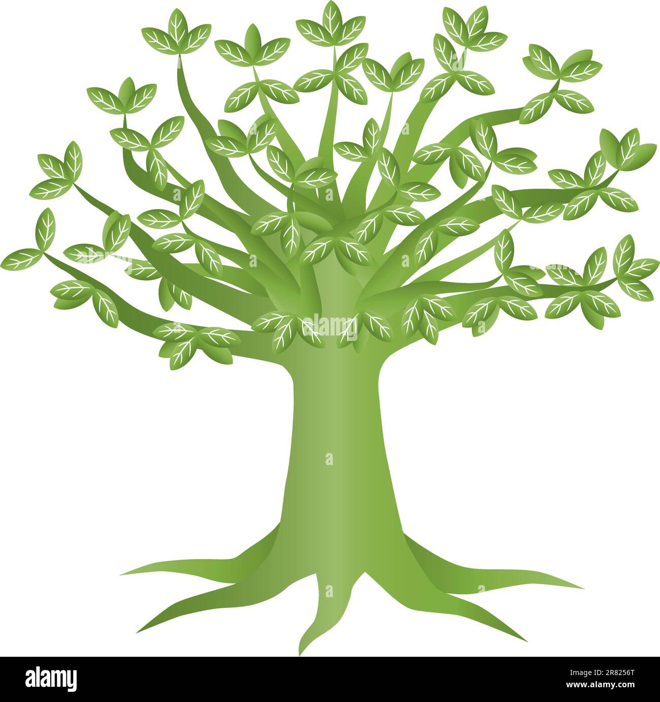 Green Eco Tree with Green Leaves Illustration Isolated on White ...