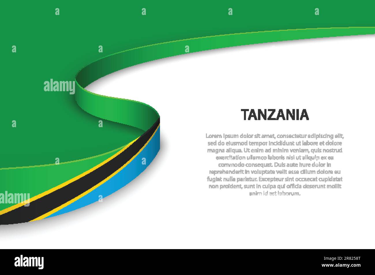 Wave flag of Tanzania with copyspace background. Banner or ribbon ...