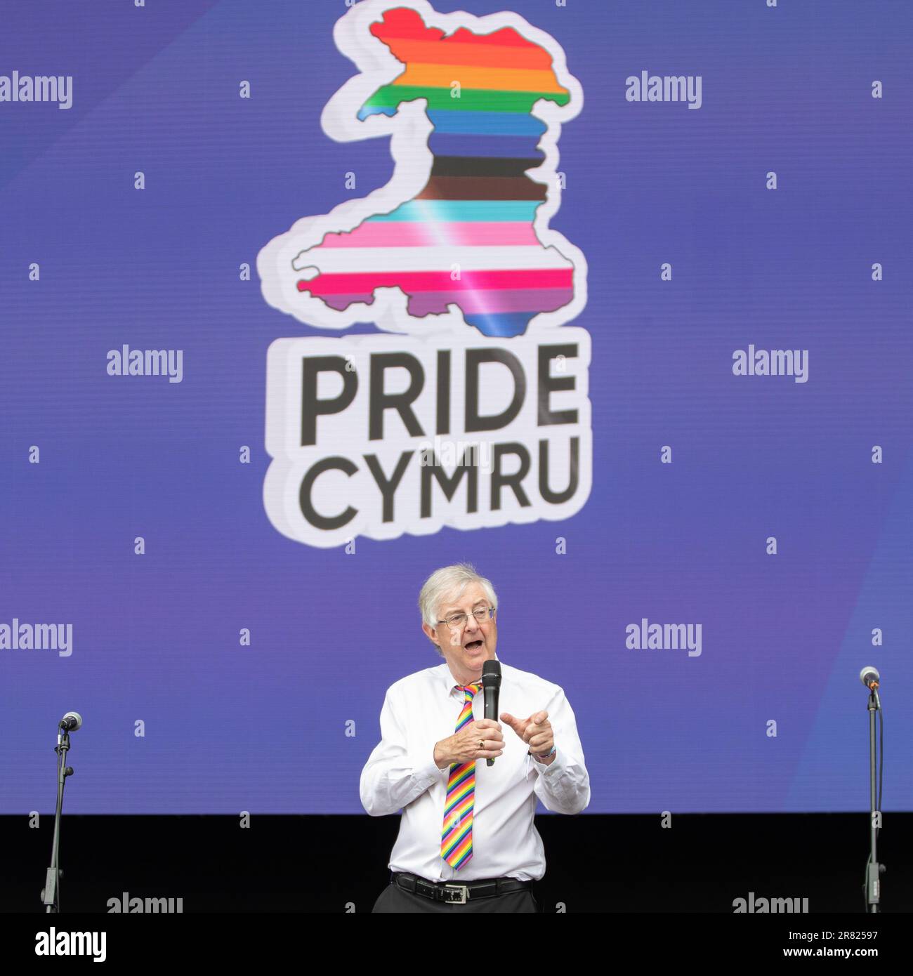 Mark Drakeford at Pride Cymru Stage and grounds 2023 Cardiff Stock ...