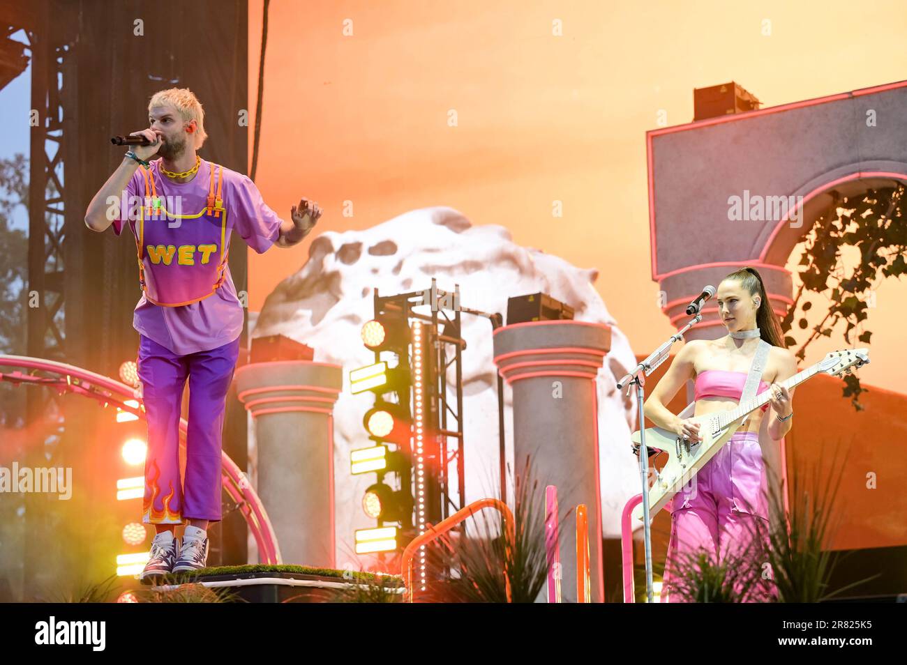 Tucker Halpern and Sophie Hawley-Weld from Sofi Tukker perform during ...