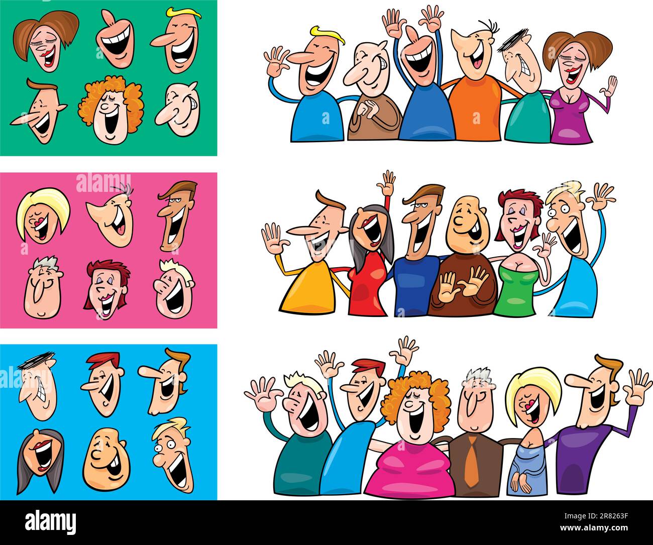 cartoon illustration of happy people big set Stock Vector Image & Art ...