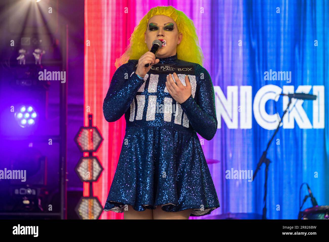 Nicki Knockers Pride Cymru Stage and grounds 2023 Cardiff Stock Photo ...