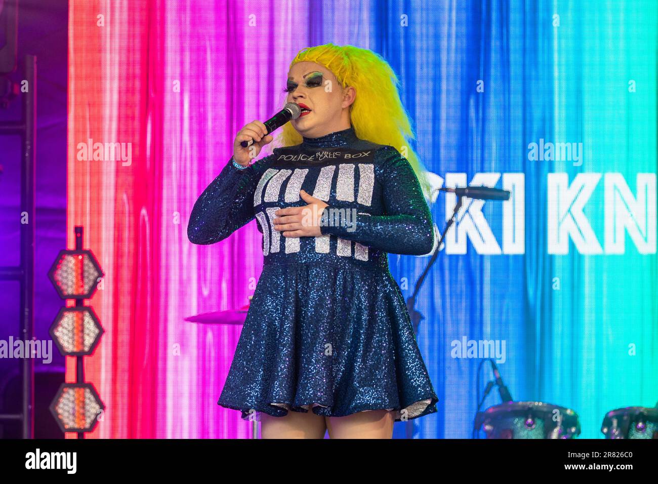 Nicki Knockers Pride Cymru Stage and grounds 2023 Cardiff Stock Photo ...
