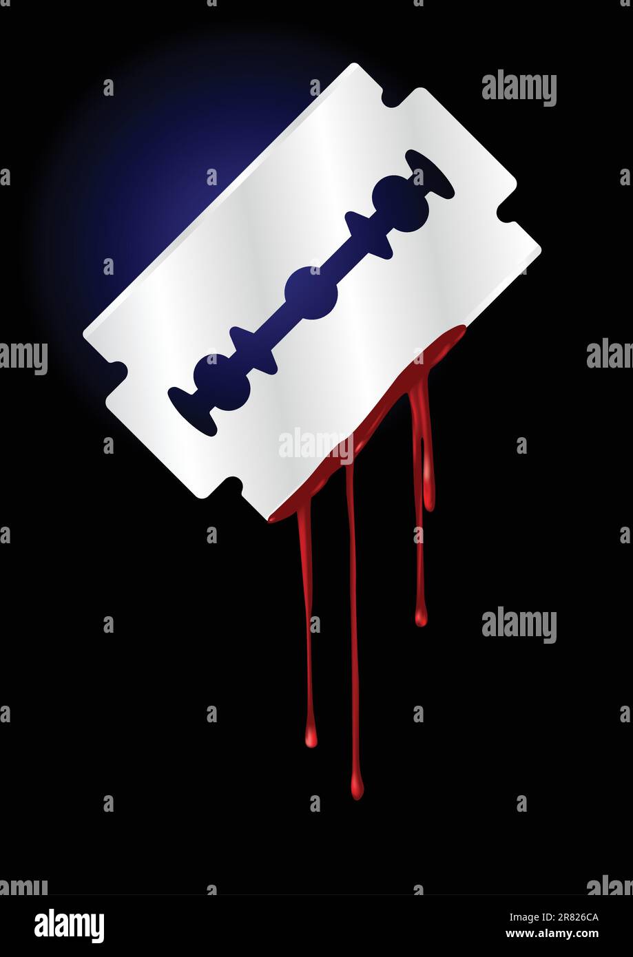 Razor Blade with Blood - vector illustration Stock Vector Image & Art ...