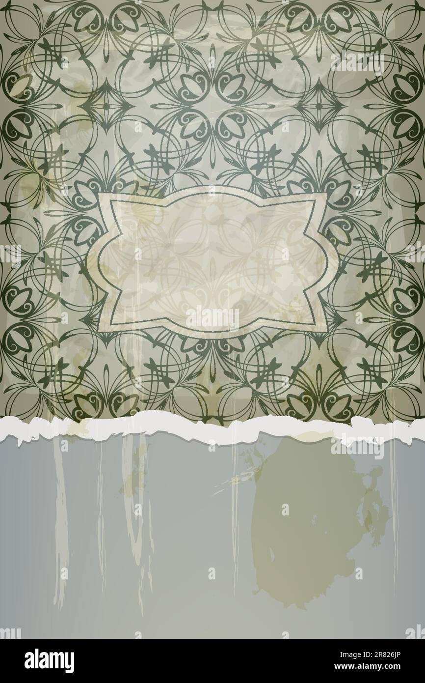 vector seamless pattern on crumpled paper with grunge blots and ...