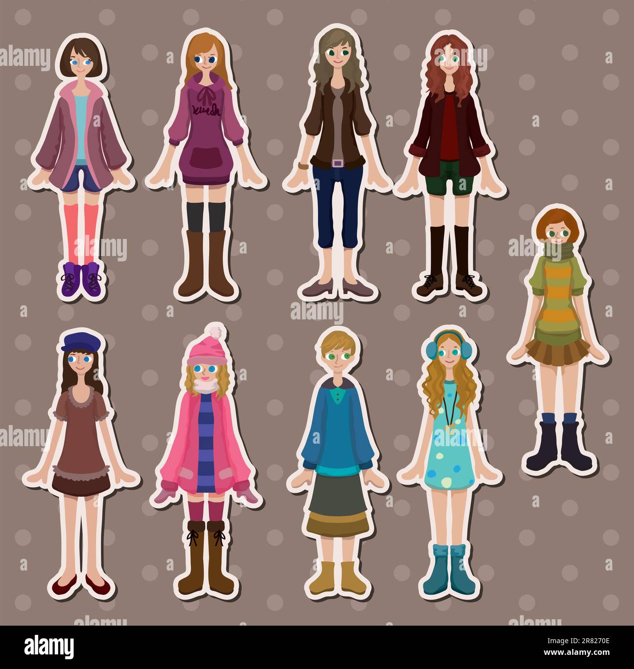 cartoon girl stickers Stock Vector Image & Art - Alamy