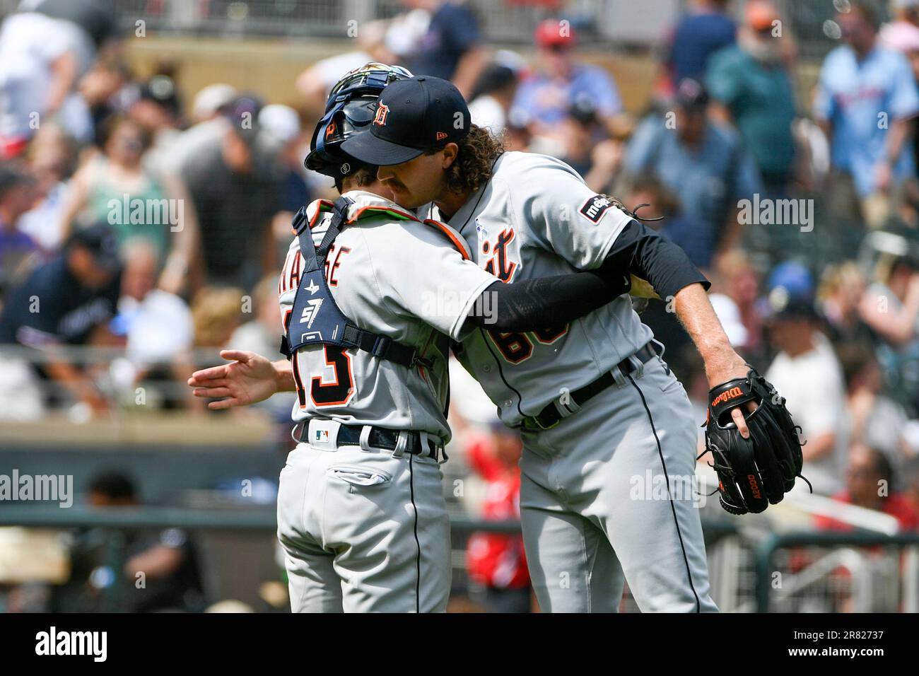 Detroit Tigers pitcher Jason Foley, right, celebrates with catcher Eric ...
