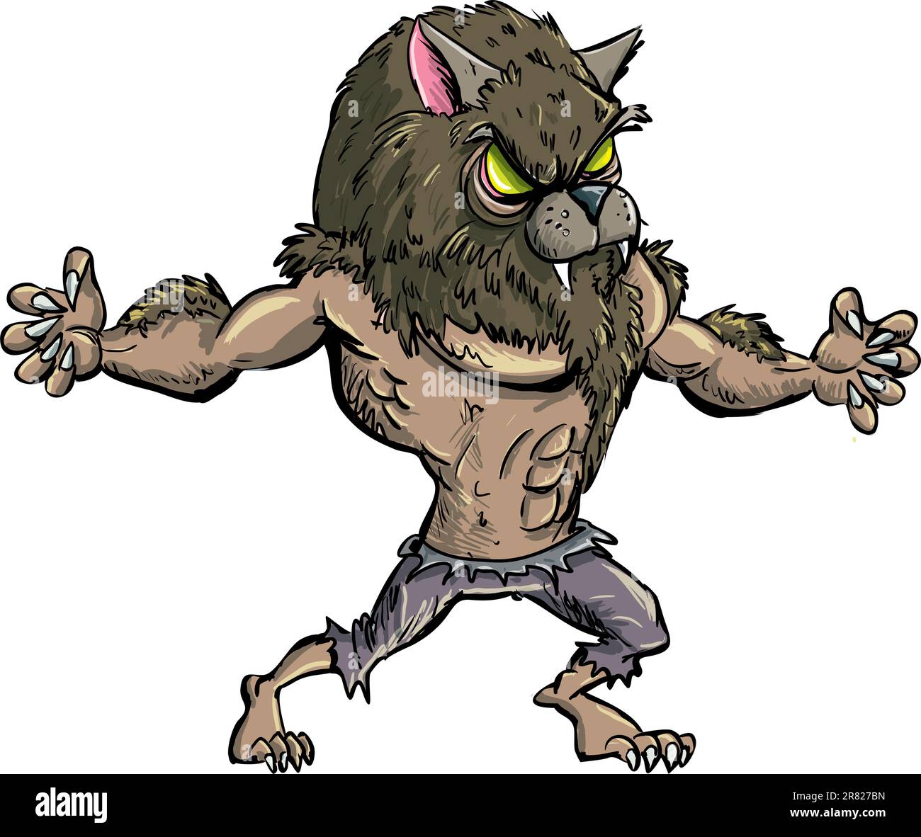 Cartoon Werewolf With Teeth And Claws Isolated Stock Vector Image And Art Alamy