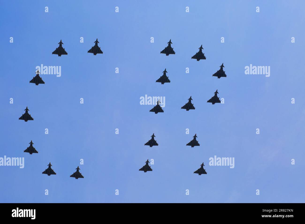 Flypast by Formation of Typhoon Fighter Jets Trooping The Colour Color ...