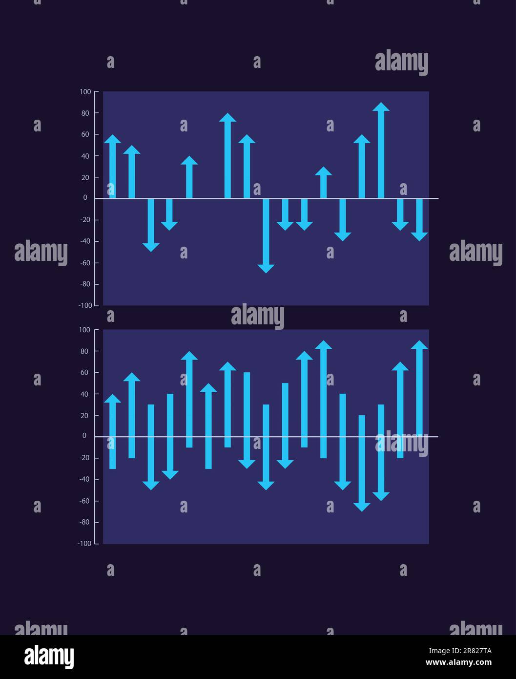 Ups and downs arrows infographic chart design template set for dark theme Stock Vector Image ...