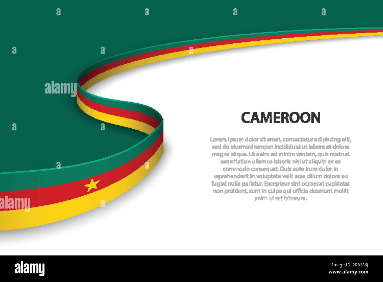 Wave flag of Cameroon with copyspace background. Banner or ribbon ...